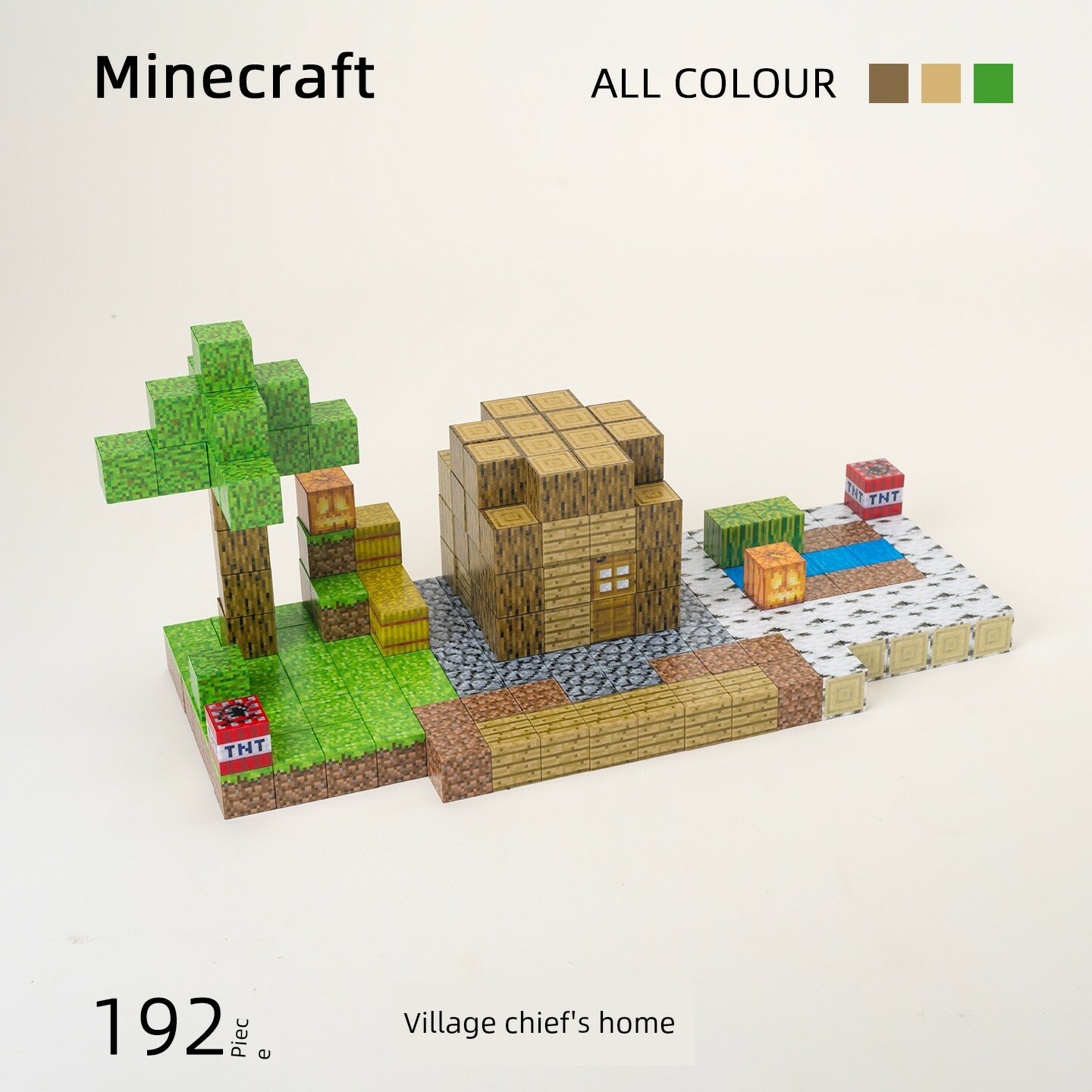 Набор магнитных блоков Minecraft Village Headhouse, 192 штуки - строительная игрушка Mini World