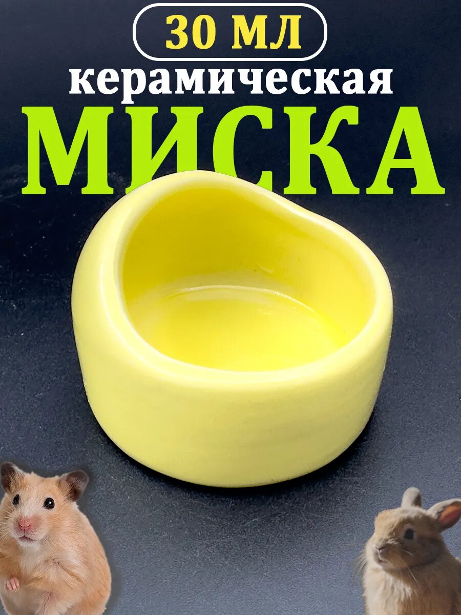 Миска керамическая 30 мл, для хомяков, крыс, грызунов