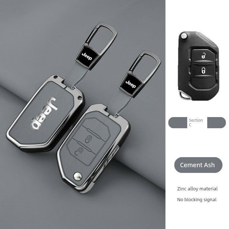 Чехол для ключа Jeep Wrangler 2-кнопочный с клипсой для браслета, светло-серый, премиум аксессуар для ключа, подходит