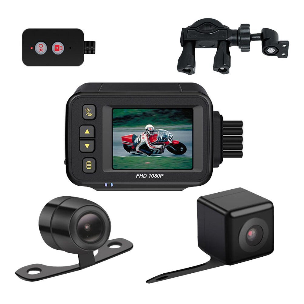 Видеорегистратор Для Мотоцикла, Двухлинзовый, Водонепроницаемый IP67, Угол Съемки 140 Градусов, 1 Комплект