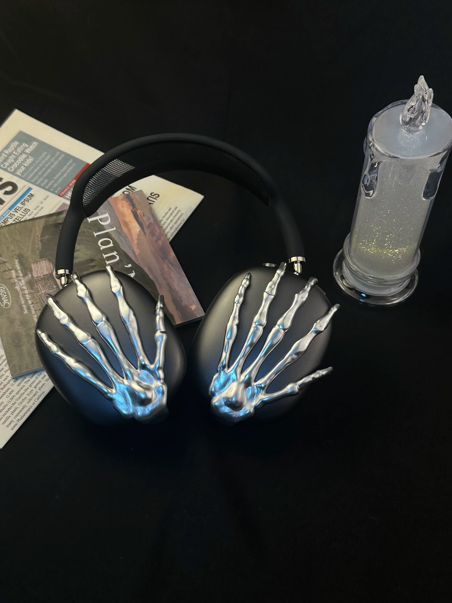 Металлическая серебристая костяной коготь скелет чехол для AirPods Max 1/2, 3D печать, для одной пары, ретро защита