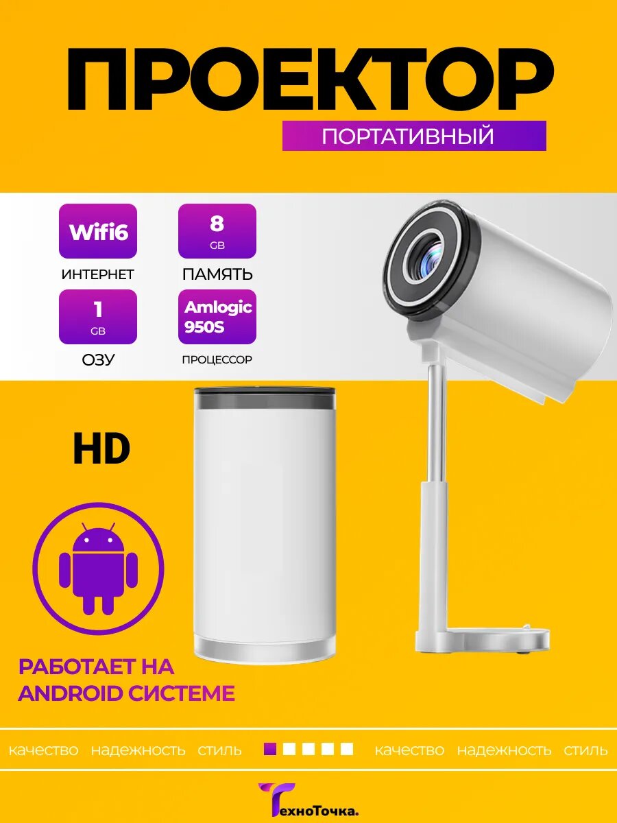 Проектор для дома и офиса панорамный TS-7 домашний кинотеатр