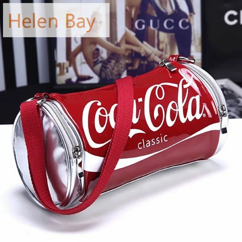 Сумка багет  Coca-Cola Classic Bag, фактура лаковая, серебряный, красный — фото 1