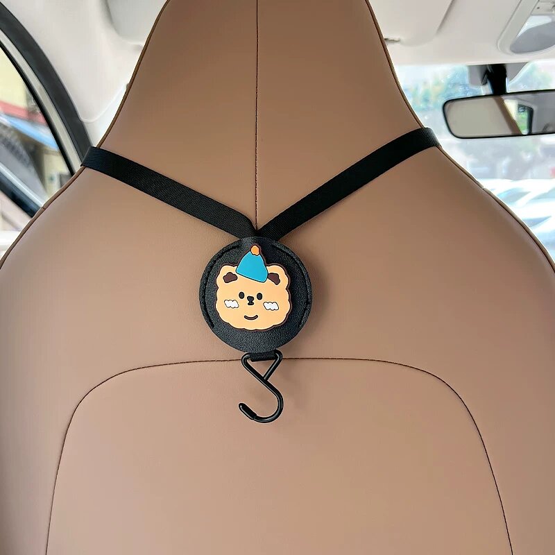 Крючок для спинки сиденья автомобиля Wuling Bingo, Черный - дизайн Шапки с Медвежонком, Одиночный