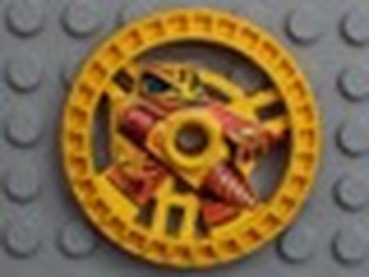 Деталь Lego 32355pb01 Technic, Disk 5 x 5 - RoboRider Talisman Wheel, Driller Mold with Robot Pattern
