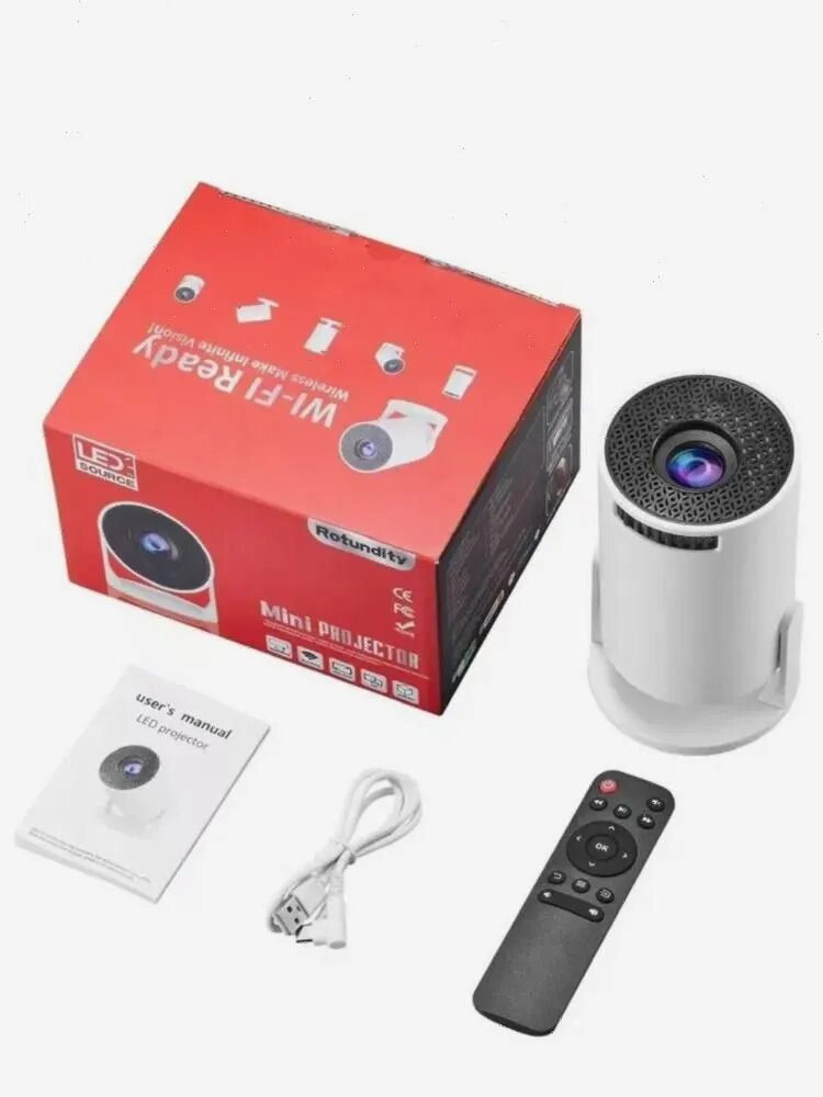LED mini проектор Wi-Fi Ready беспроводной портативный белый
