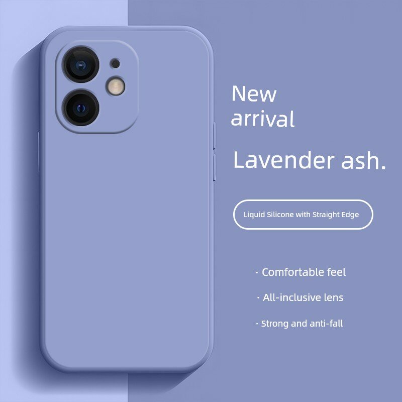 Чехол для iPhone 14 Pro из жидкого силикона, полный покрытие, противоскользящий, ультра-тонкий, с бесплатным закаленным