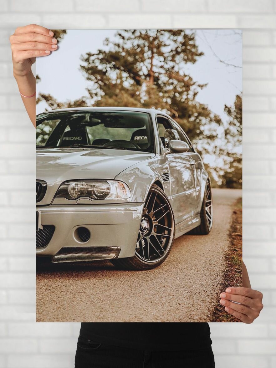 Плакат на стену для интерьера Легенды Авто (БМВ M3 CSL - BMW M3 CSL 1) - Постер по машине формата A2 (42x61 см)