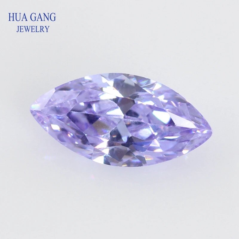 Бусины Excellent Heart кубический цирконий маркiза 50шт Фиолетовый, 2x4mm 50pcs, Lavender