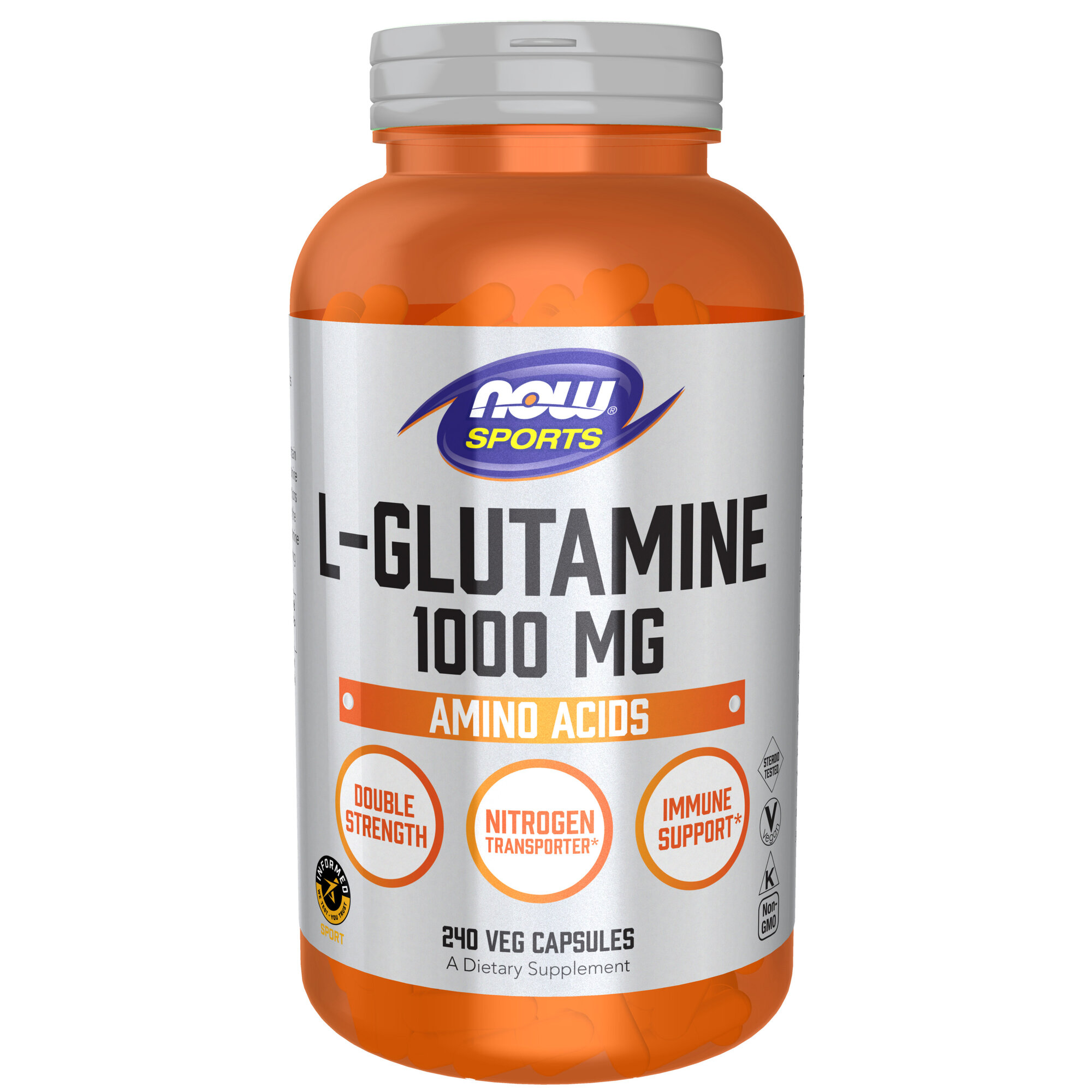 Аминокислота NOW L-Glutamine Sports, 1000мг, 240 каплет, двойной концентрации