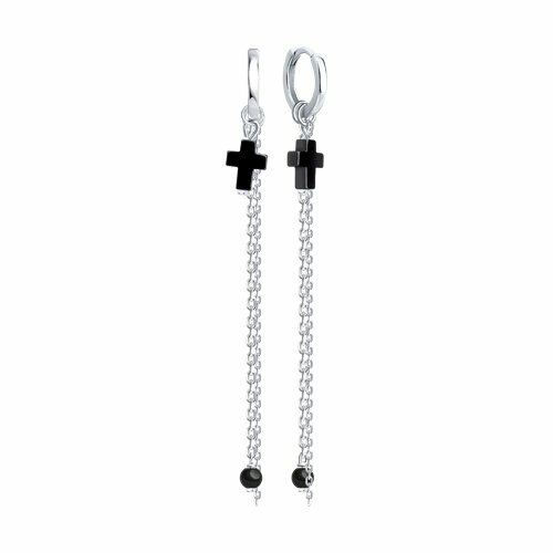 Серьги конго DIAMD'OR, серебро, 925 проба, родирование, гематит, длина 9 см, , черный — фото 1
