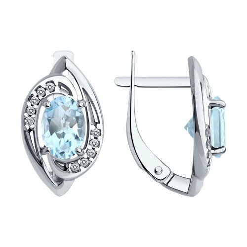 Серьги, серебро, 925 проба, родирование, топаз, фианит
