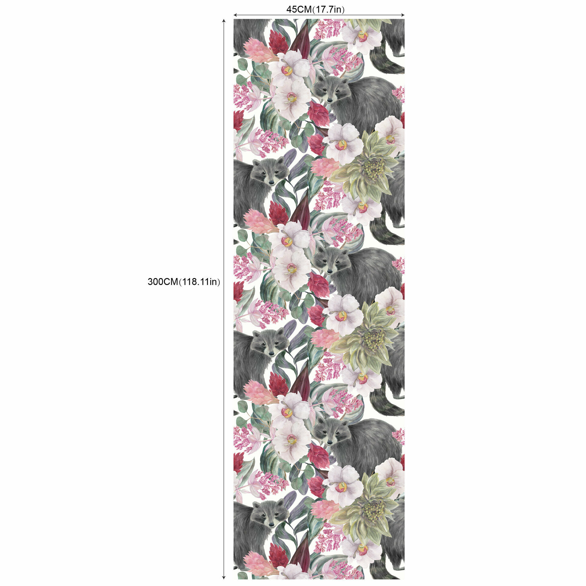 Виниловые обои Brangdy, акварельные цветы, розовый, белый, зеленый 300*50cm