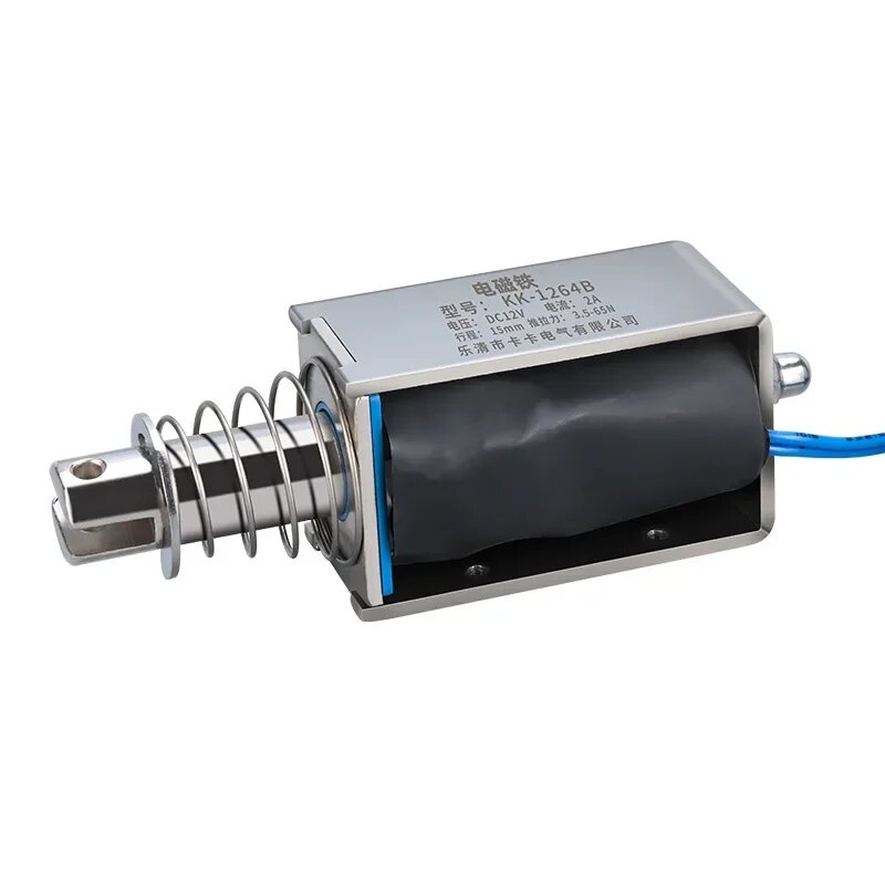 Электромагнит KK-1250B 12V/24V, ход 15мм, сила 4.5-50N — фото 1