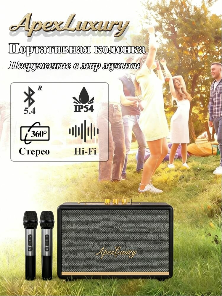 Портативная колонка JISHE ONE, 120 Вт, защита IP54, беспроводная, черный матовый