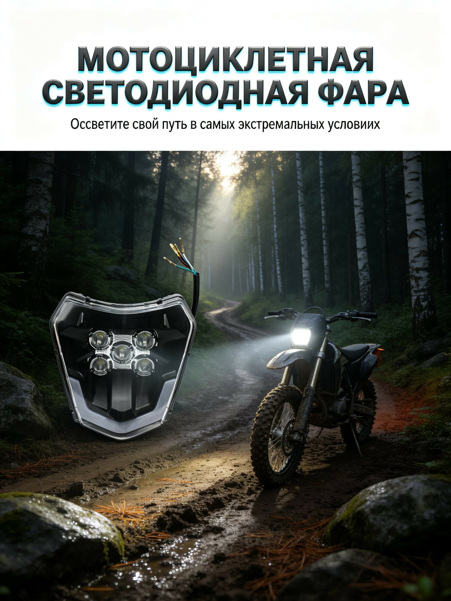 Светодиодная фара для мотоцикла, для KTM EXC XC XCF XCW SX SXF SXS 125, универсальная установка, АБС-пластик, цвет как показано
