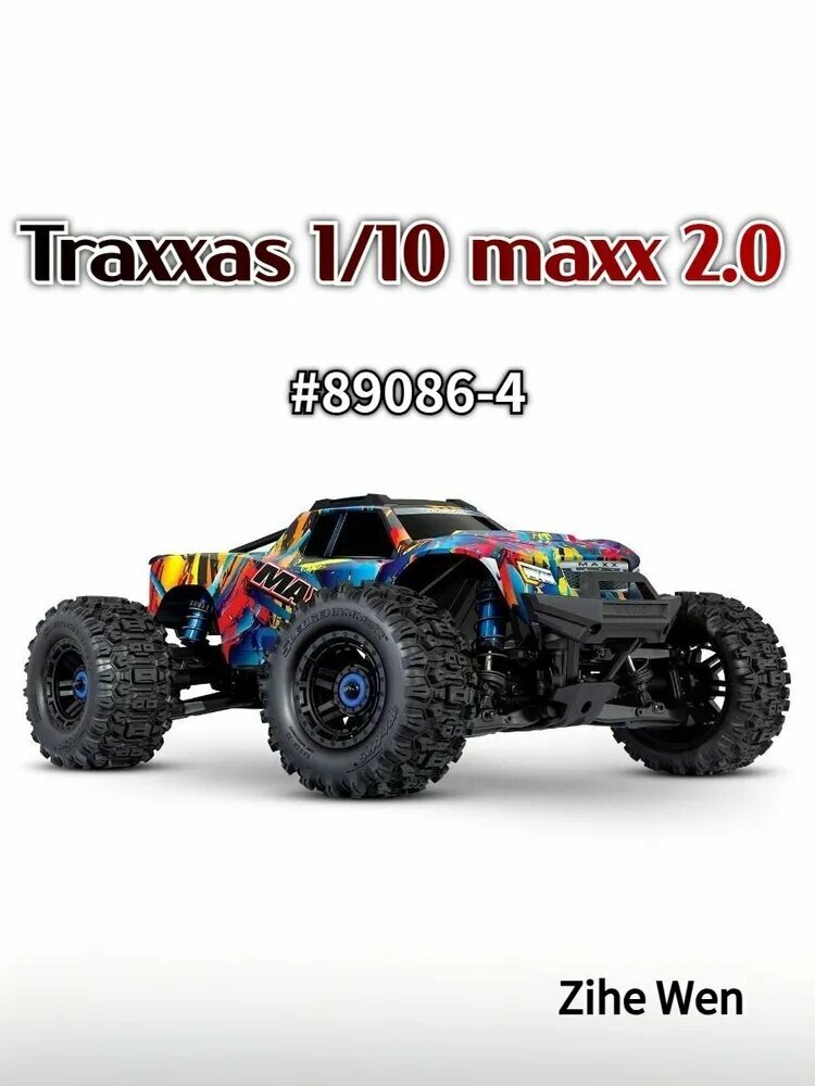 Traxxas maxx 2.0 1/10 масштабный монстр трак полностью собран готов к гонкам с радиосистемой tqi 2.4ггц бесколлекторным приводом vxl 4s и кузовом с окраской prographix 89086-4