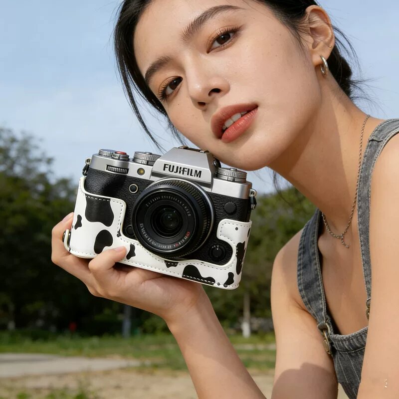 Белый с рисунком коровы, основа для камеры Fujifilm XT1 с антипробуксовкой