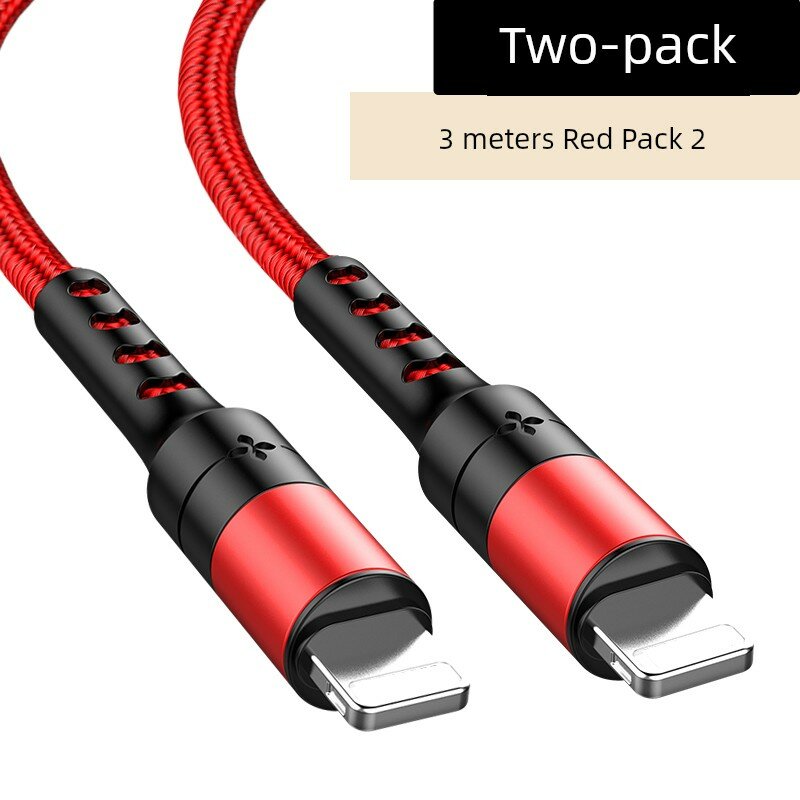 3 м Красный USB-C Кабель для Быстрой Зарядки в Автомобиль, 2-упаковка Совместимость с Устройствами Apple
