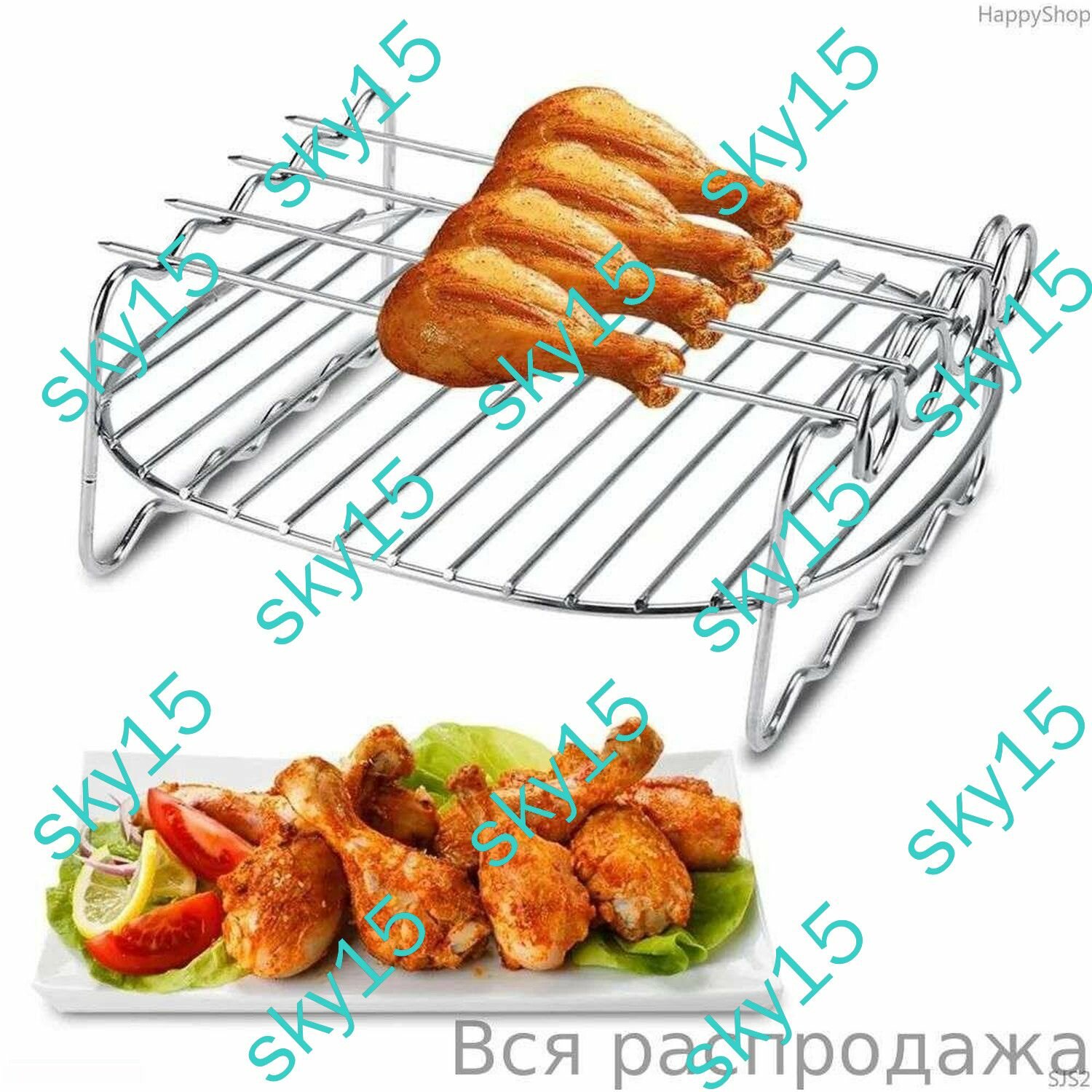 Сменная стойка для барбекю, двухслойный противень для выпечки шампуров для фритюрницы