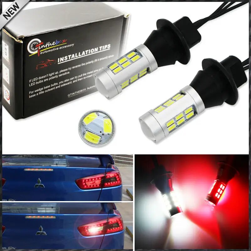 Светодиодные лампы T20 7440 7444 21 SMD, белый/красный, 1156 BA115 7