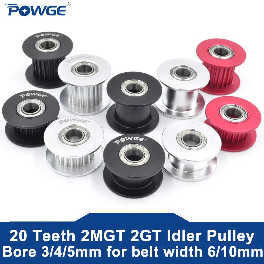 POWGE 2MGT 2GT 20 Зубов Шкив черный 10pcs, 4mm-With Teeth-Black, For belt width 6mm