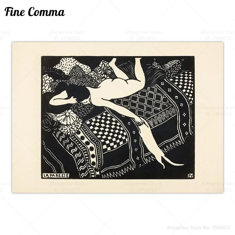 Винтажный постер La Paresse Felix Vallotton A5 15x21cm No Frame
