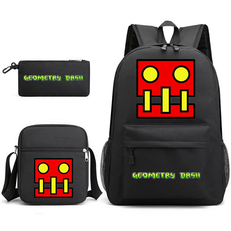 Geometry Dash Game Geometry Dash школьная сумка из трех предметов для мужчин и женщин, студенческий рюкзак для кампуса на первый семестр