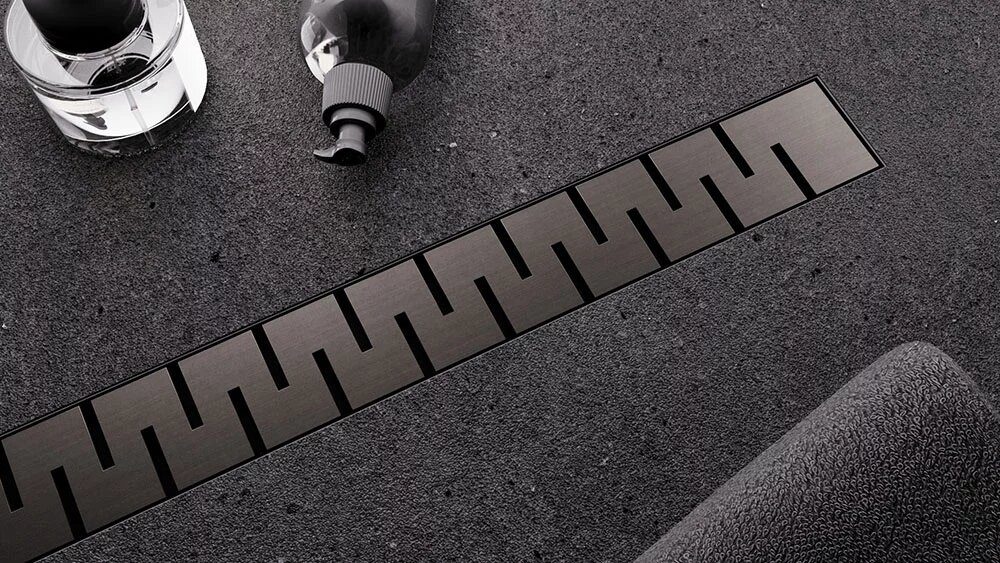 Душевой лоток VECONI Stesso Graphite, с регулировкой высоты, грязеуловители