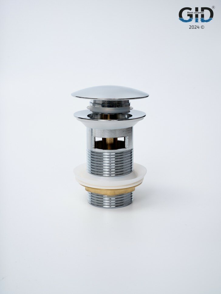 Донный клапан GID-Ceramic Ch100-1, с переливом, хромированное покрытие