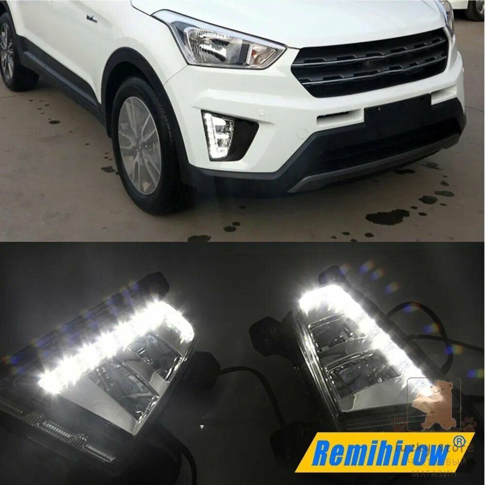 Фары автомобильные, 2 шт, арт. PTF-Hyundai Creta 2016-2021 DRL(левая+правая )