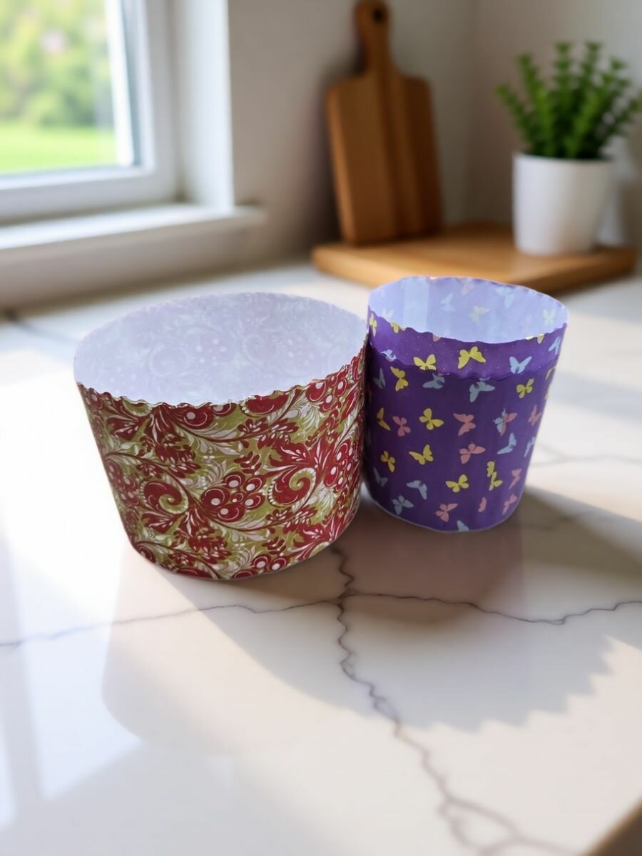 Формы пасхальные "Пасхальная классика" 2 размера для выпечки Кулича из пергаментной бумаги ,(в наборе 6шт )