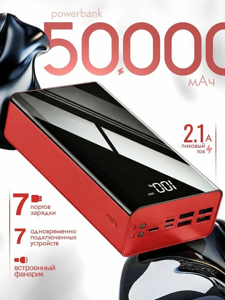 Повербанк 50000 mah портативный 22,5 Вт, внешний аккумулятор высокой ёмкости,