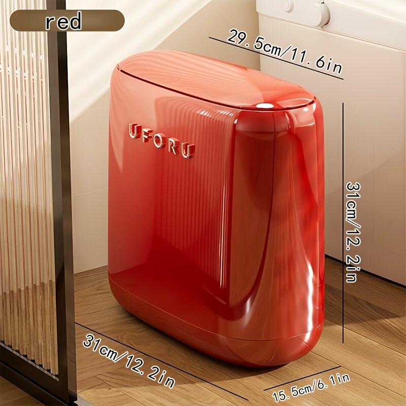 Узкое мусорное ведро для дома и офиса, красный цвет, компактный дизайн, объем 31 л, размеры 31x25x31 см