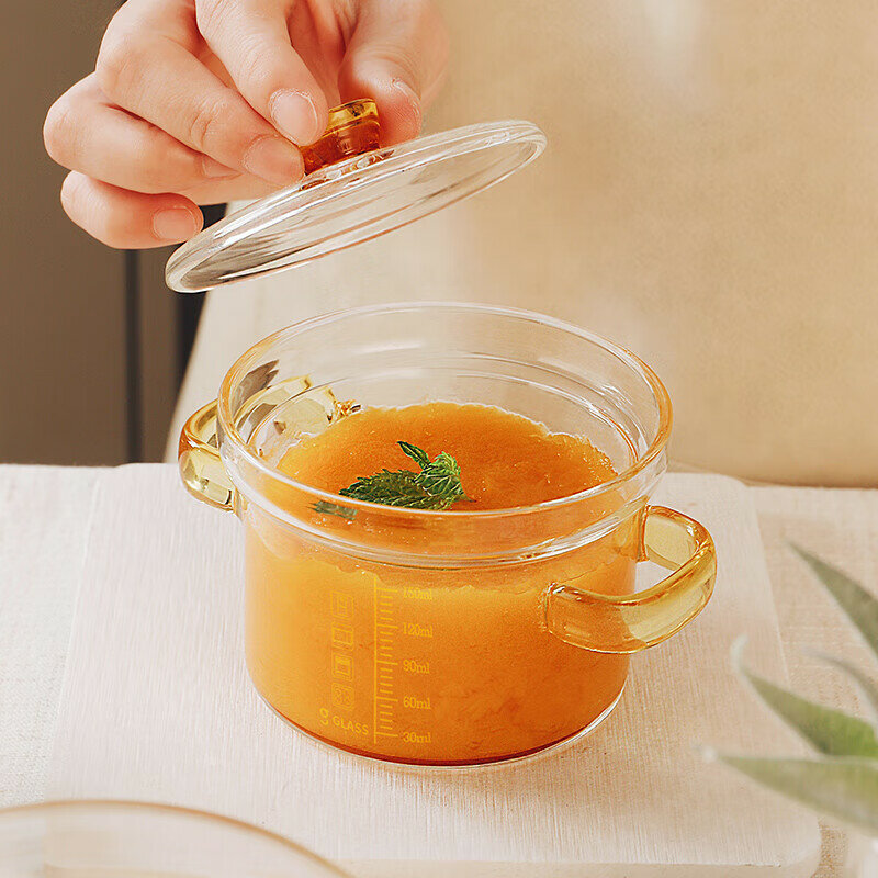CRISTALGLASS Стеклянный миска с двойной ручкой для парового яйца с мерной шкалой для птичьего гнезда и десертов