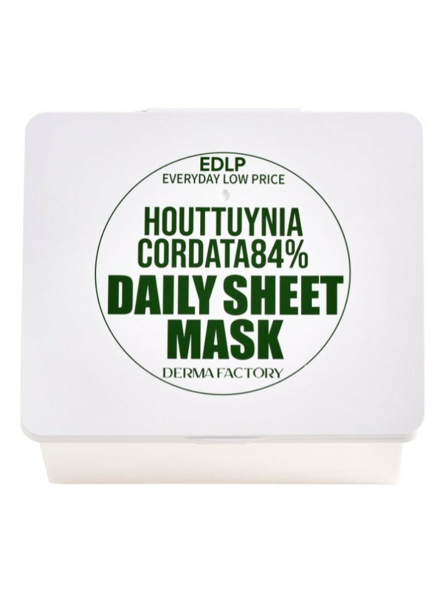 Маска Derma Factory Cleansing Houttuynia Cordata 84% Daily Sheet Mask, Тканевые для лица с экстрактом хауттюйнии, 340 г