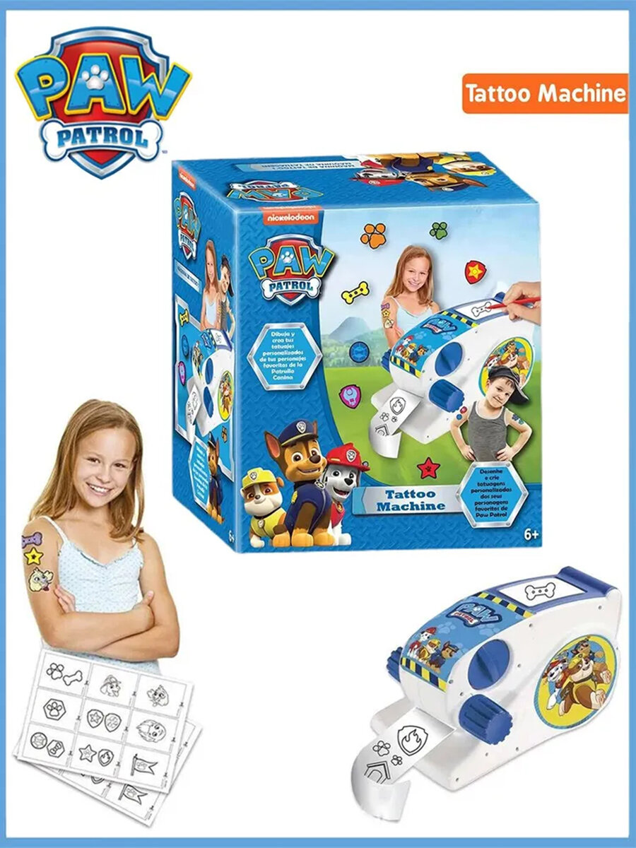 Щенячий патруль, Интерактивные игрушки, Paw Patrol Nickelodeon Tattoo Machine / Детская тату машинка