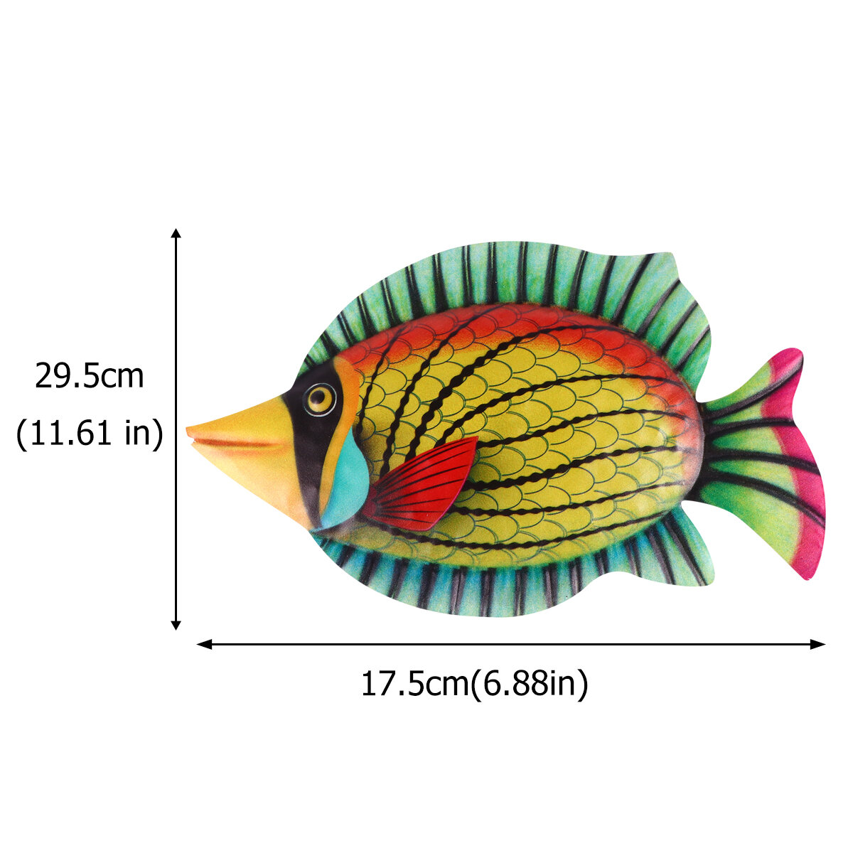 Fantastic Metal Fish Wall Decor Coastal Ocean Sea Fish Hanging 29.5X17.5X0.3CM