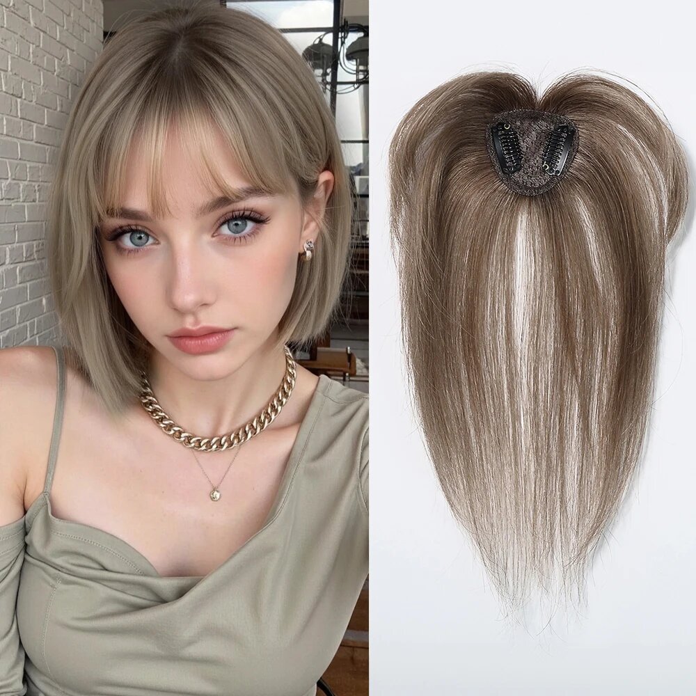 HAIRCUBE Топпер из натуральных волос с челкой, коричневый, омбре