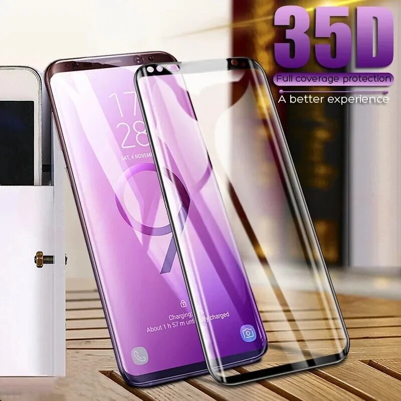 Защитное 3D-стекло с полным изгибом для Samsung Galaxy S8, S9 Plus, Note 8, 9, S6, S7 Edge, S6 Edge