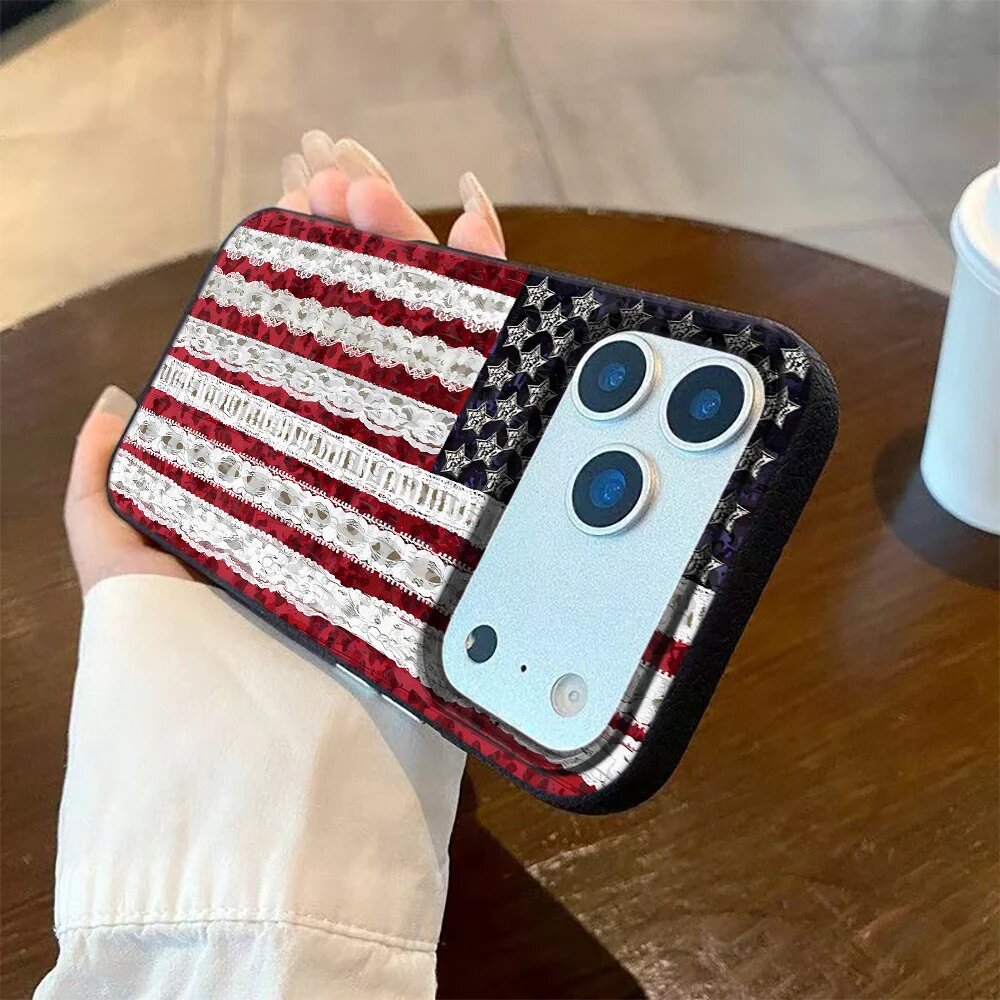Модный 3D-чехол с блестками и флагом для iPhone 17, совместимый с iPhone 13, 14, 16, 15, 12, 11 Pro Max, 15 Plus, 17 Air. Противоударный мягкий чехол.