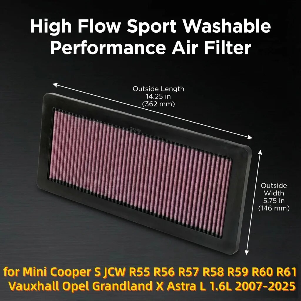 Высокопроизводительный воздушный фильтр 33-2936 для Mini Cooper S JCW R55 R56 R57 R58 R59 R60 R61, Vauxhall Opel Grandland X, Astra L 1.6L 2007-2025