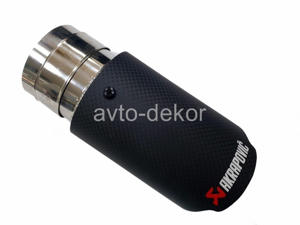 Насадка на глушитель A94 6301AK AKRAPOVIC Dвх-61мм, Dвых-77мм, Длина-170мм, карбон+нержавеющая сталь, со скосом, с вырезом 15483