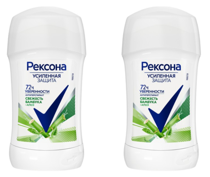 Дезодорант стик женский Рексона Алоэ и свежесть бамбука, 40 мл, 2 шт
