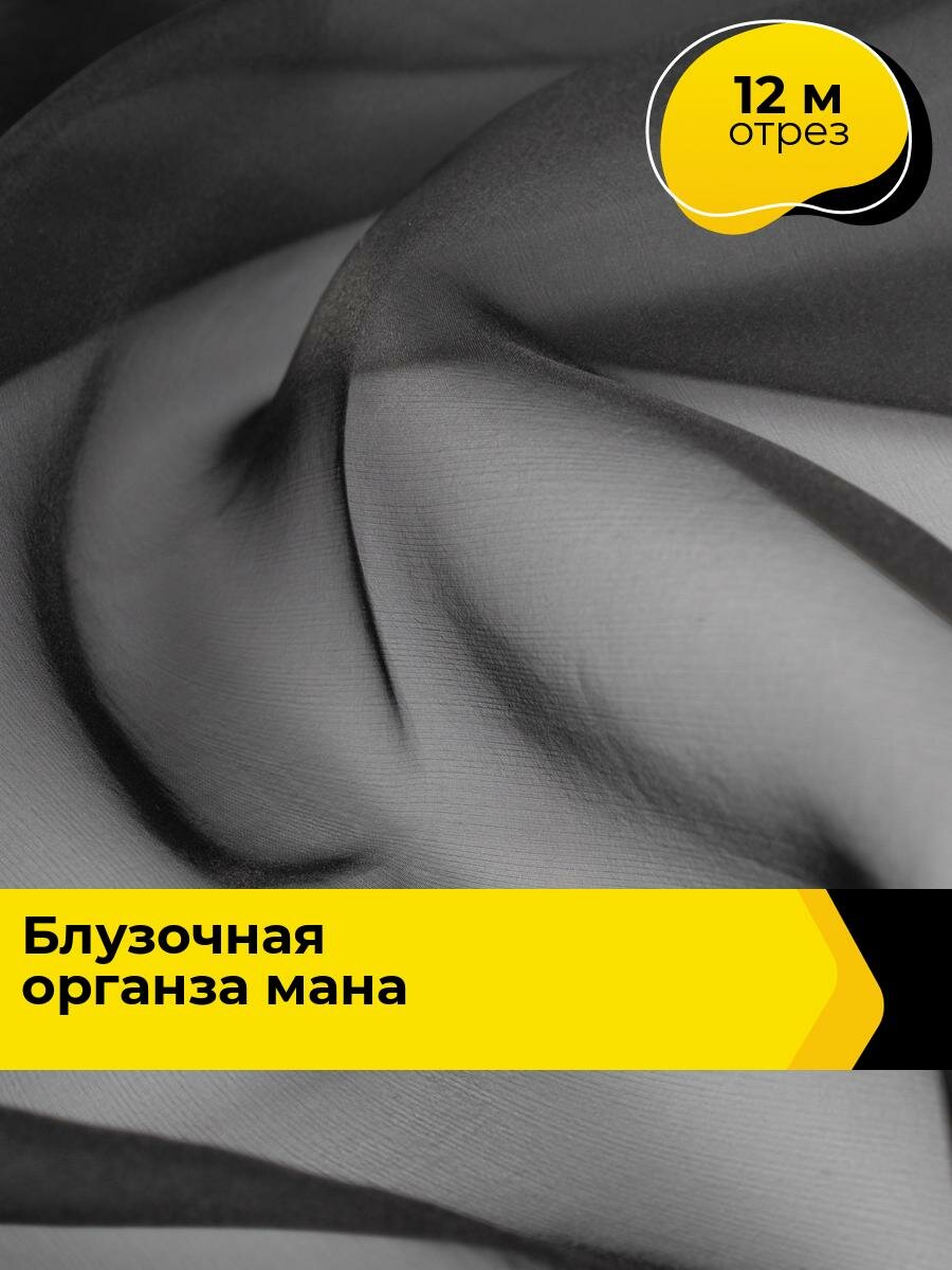 Ткань для шитья одежды Блузочная органза "Мана" 12 м*150 см, цвет черный