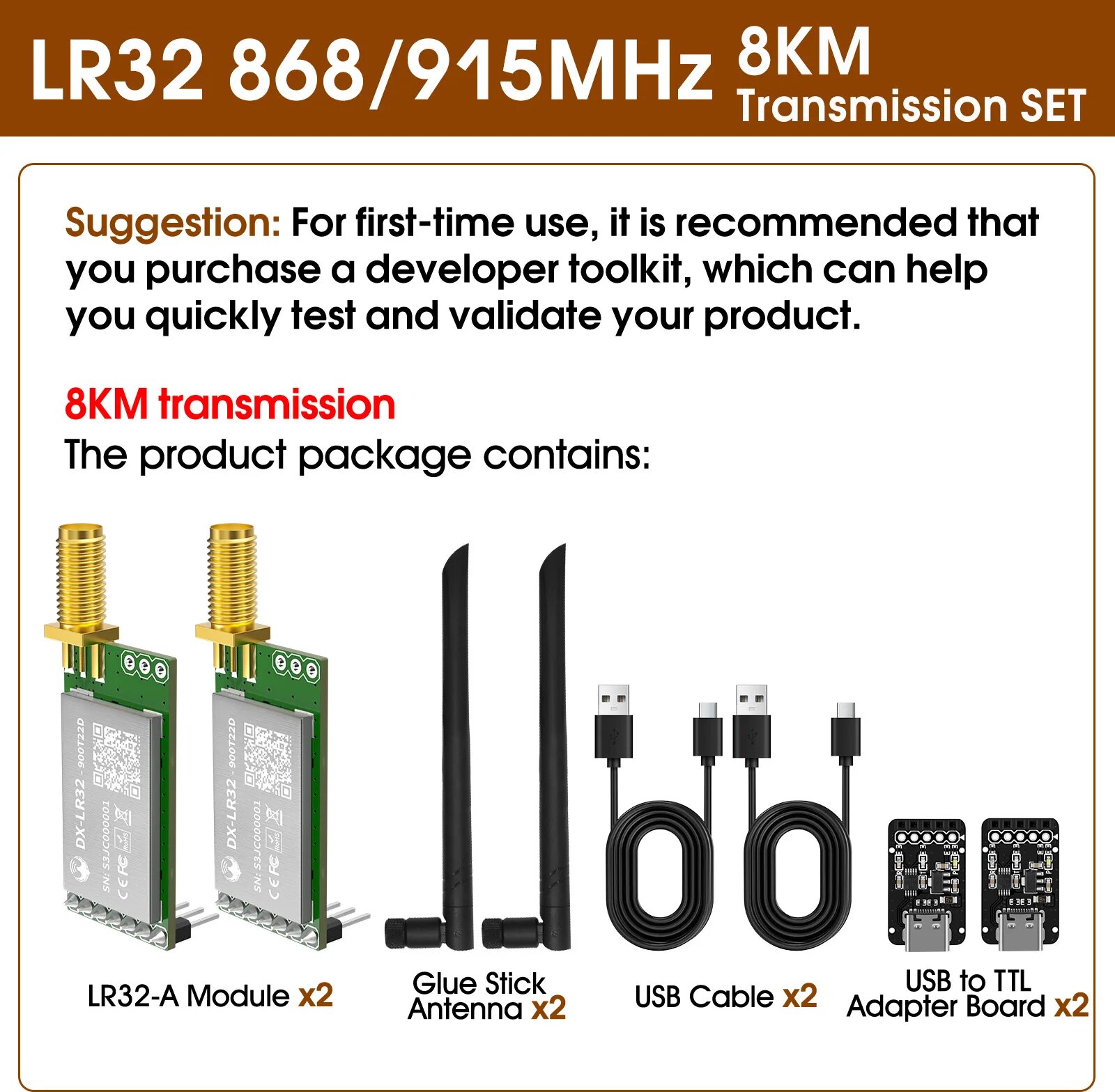 Модуль LoRa LR32 868/915MHz 8KM DX-LR32-900T22D(T0)