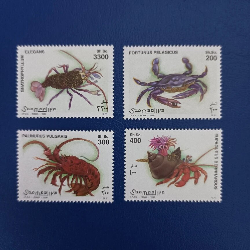 4 шт. почтовые марки Сомали 1998 года с морским крабом MNH