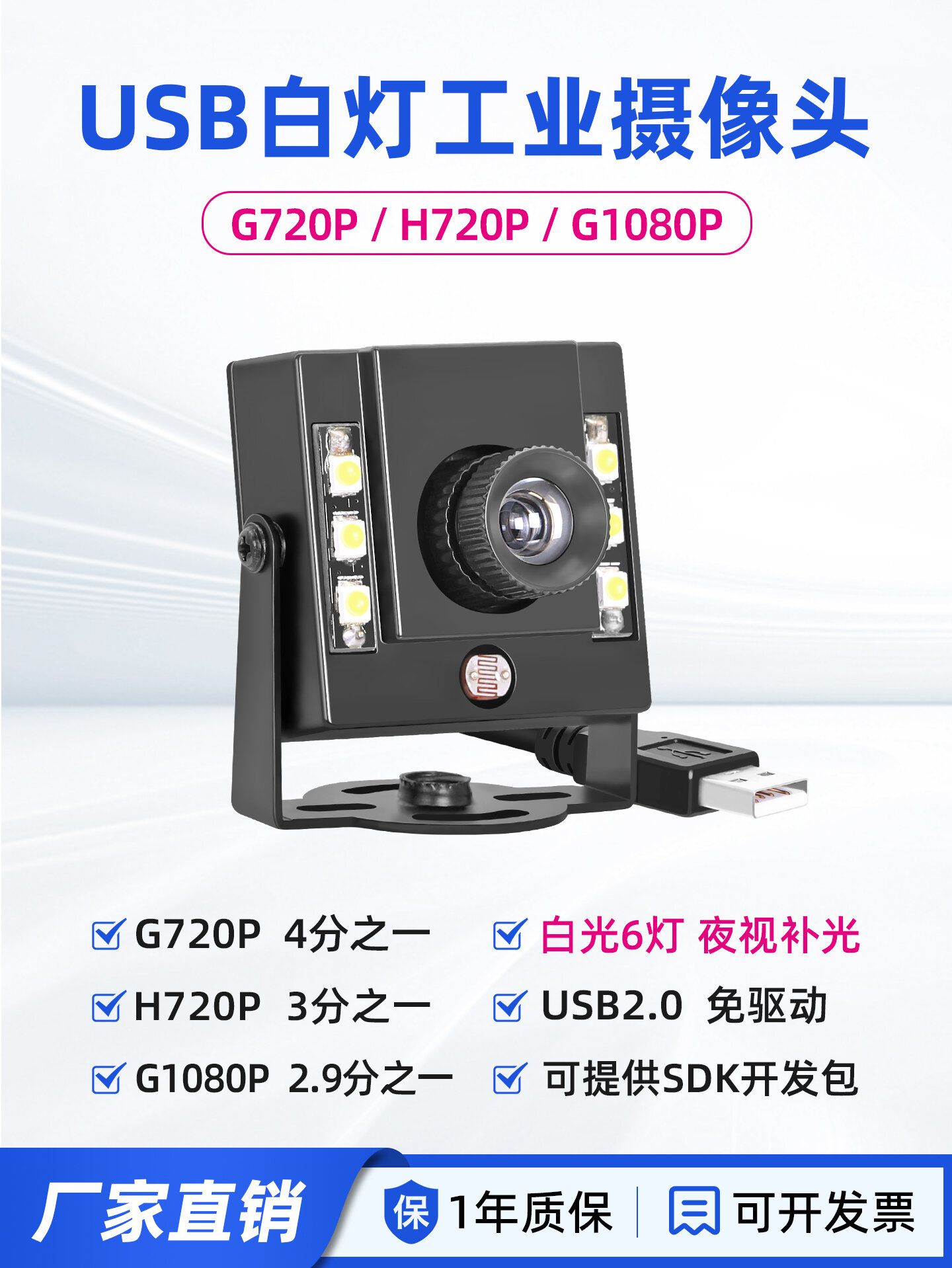 USB промышленная камера G720P 4 мм объектив 60° угол обзора с искажениями 720р разрешение для низкой освещенности