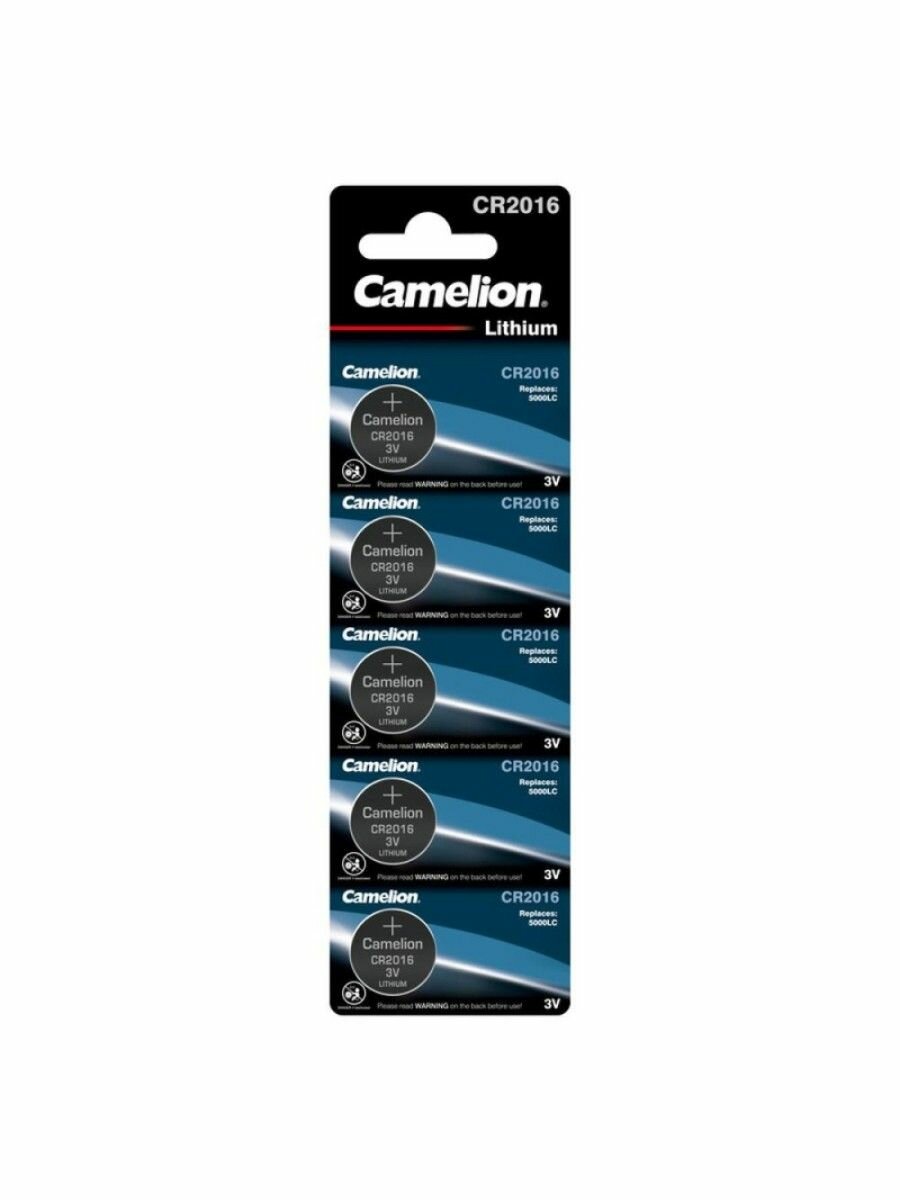 Батарейки Camelion Литиевые, CR2016, BL-5, 3 В, 5 шт (1593)
