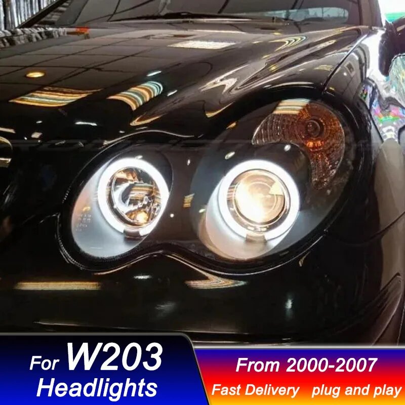Фары для автомобиля Mercedes-Benz W203 00-07 4 двери новый стиль полноценные LED фары Upgrade DRL Динамический сигнал Передняя световая сборка